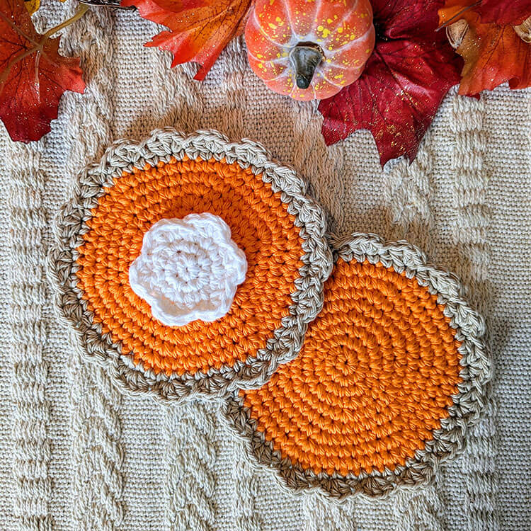 Pumpkin Pie Coaster Free Crochet Pattern - Beautiful Dawn Designs